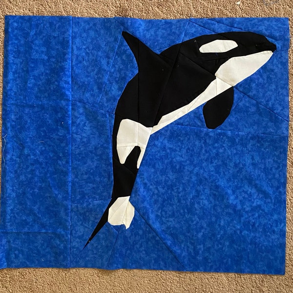 Orca Whale Paper Pieced Quilt Pattern Block - Etsy Canada