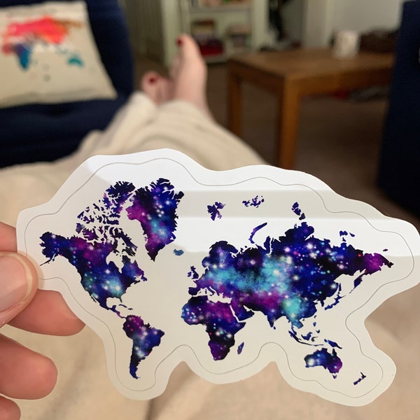 World Map Sticker, Continents Sticker, Travel Sticker, Laptop Decal ...