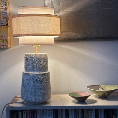 3-tier 18 Hardback Lamp Shade in Off-white Muslin Fabric With Edge ...