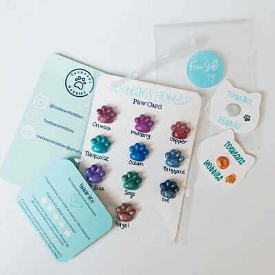 Paw Card mica Handmade Watercolor Paint Mica Metallic - Etsy