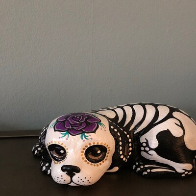 Day of the Dead DOG Statue Skeleton Puppy Figurine Pet Memorial Shrine ...