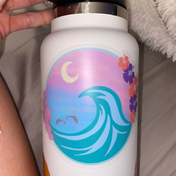 Totally Stoked Dolphin Sticker | Surf Sticker | Aesthetic Vsco Sticker ...