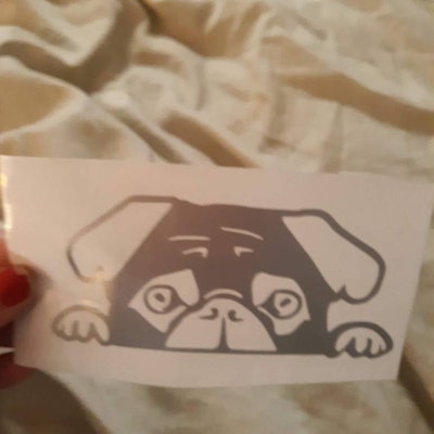 Peeking Pug Car Window Decal, Dog Decal, Fur Babies, Laptop Sticker ...