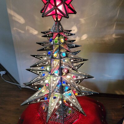 Tin Punched Handmade Christmas Tree Lighted 25. - Etsy