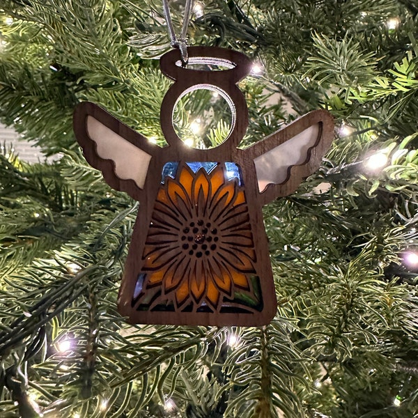 Sunflower Angel Keepsake Suncatcher Ornament - Beautiful Pop of Color ...