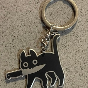 Knifecat Metal Keychain - Etsy