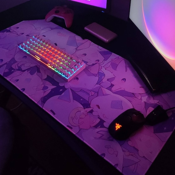 Anime Black White Lunar Moon Cats Gamer Chair Cover, Black Gaming Room ...