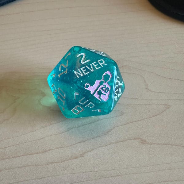 Rick Rolled 34mm D20 Original Designed Custom DND DICE Never Gonna Give ...