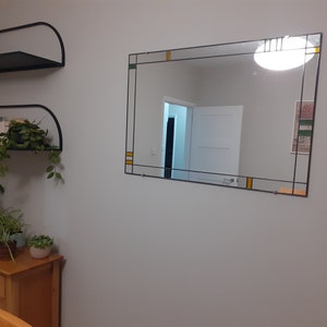 Art Deco Chicago Large Mirror Over Mantel Stained Glass Style 91x61cm ...