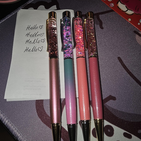Pink Floating Glitter Pens, Metal Ballpoint Pens, Refillable Pens ...