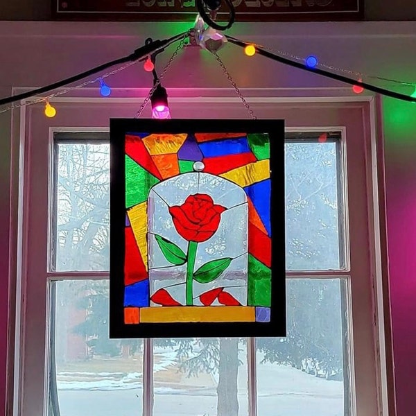 Stained Glass Mosaic Columbines Window Suncatcher - Etsy