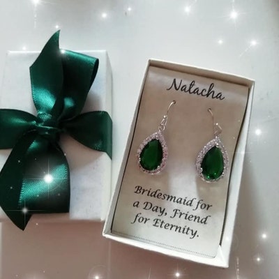 Emerald Bridesmaid Jewelry Set, Green Bridesmaid Necklace Earrings Set ...