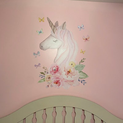 Watercolour Unicorn Head Wall Sticker, Unicorn Wall Stickers, Unicorn ...