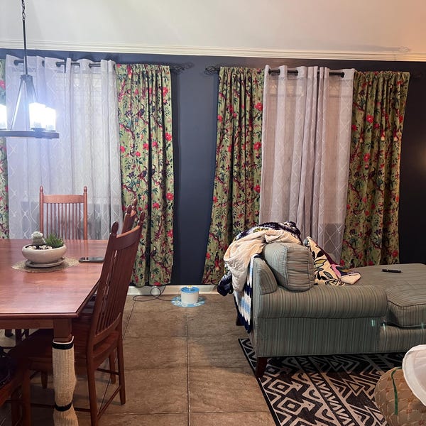 Vintagecotton Velvet Coral Orange Color Bird Print Luxury Curtain ...