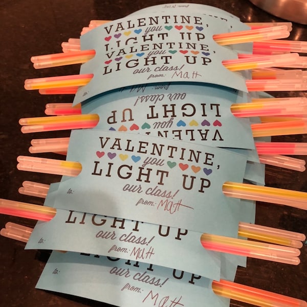 You LIGHT UP Our Class Glow Stick Valentines PRINTABLE Pdf File in ...