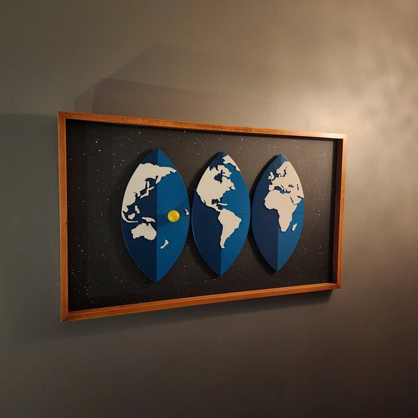 Mid Century Modern Art Abstract World Map Witco Wall Sculpture Painting ...