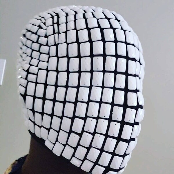 Famous Rapper Mask Night Mask Covered in Silver Jewel Pieces Full Face ...