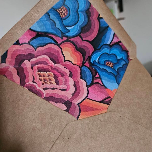 Handmade Mexican Floral Lined Envelopes: Vibrant A7 Size - Etsy