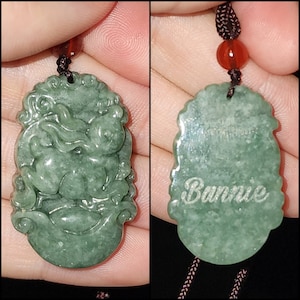 Real Jade Necklace Kirin Qilin Jadeite Carving Pendant - Etsy