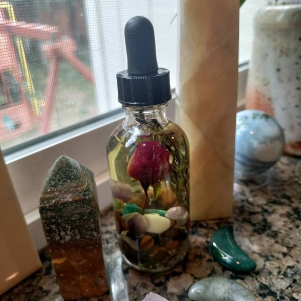 Self Love Botanical Crystal Infused Oil- Intention Oil, Self Care, Body ...
