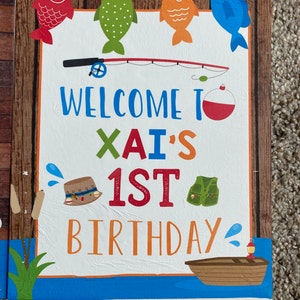 Fishing Birthday Welcome Sign the Big One Fish Decor Instant Download ...