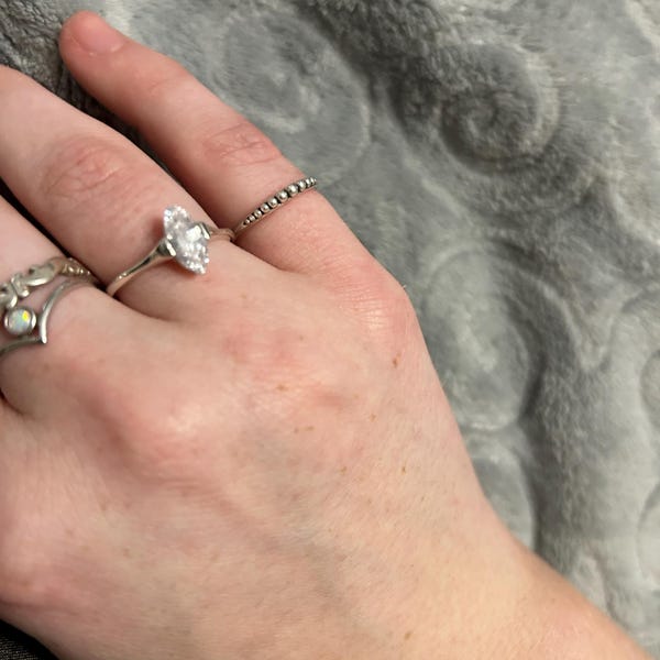 Thin Minimalist High Polished Simple Plain Silver Ring Band / Stackable Engagement Promise ...