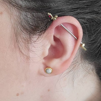 NEW Four Way Pierced Industrial Barbell 14G 1 1/4 1 3/8 1 1/2 ...