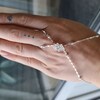 Gypsy Gold or Silver Finger Bracelet, CZ Hand Chain, Crystals Hand ...