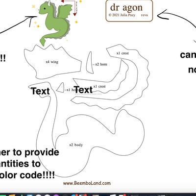 PDF Dragon Felt Pattern / Green Dragon Felt Easy Sewing Pattern ...