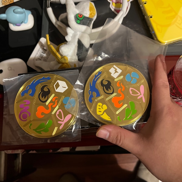Galar Pokemon Sword and Shield Gym Badge in Gold and Silver Medal Form ...