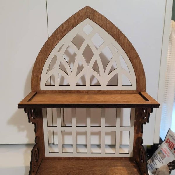 15.2" Tall 2 Tier Cathedral Window Display Shelf Tray Laser Cut Files ...