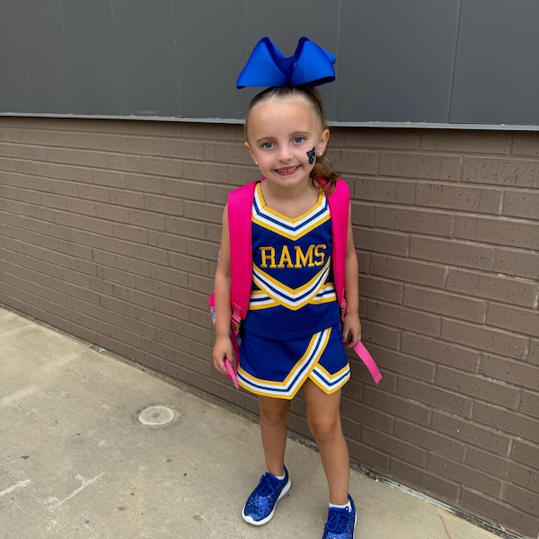 Blue & Gold Cheer Uniform, Blue and Yellow Cheerleading Uniform, Girls ...