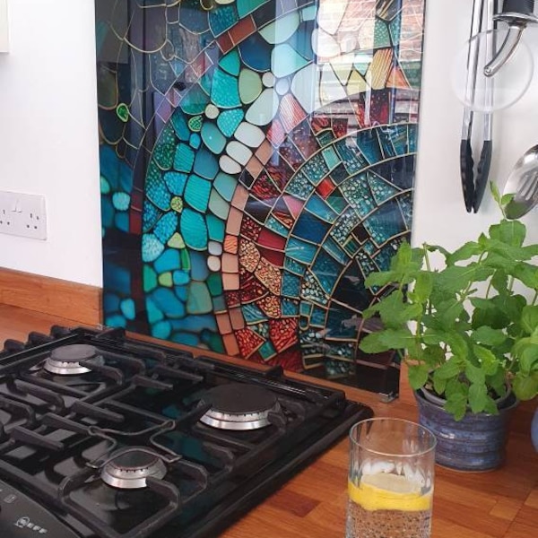 Stained Glass Kitchen Glass Splashback - Heat Resistant 6mm Toughened ...