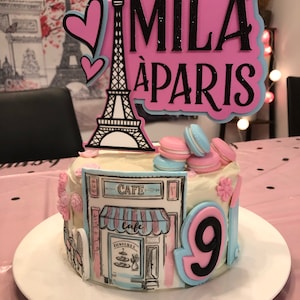Paris Theme Cake Topper PERSONALIZED With CUSTOM NAME I Love Paris ...
