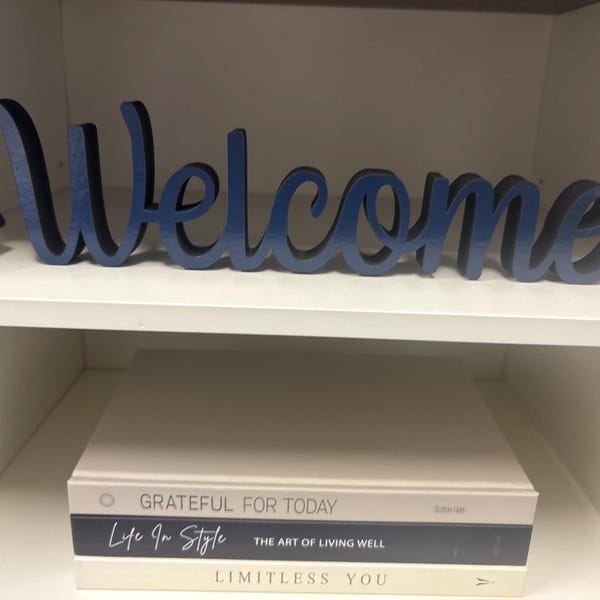Welcome Freestanding Wood Sign, Desk Shelf, Floating Shelf, Entryway ...