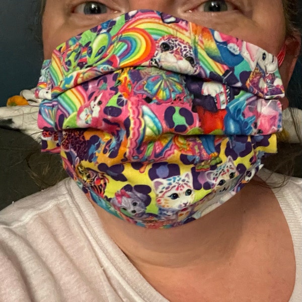 Lisa Frank Inspired Washable Cloth Face Mask and Bows - Etsy