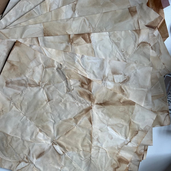 Botanical Book Pages 12 Sheets Coffee Dye Approx 7.25 X 5 Paper Stencil ...