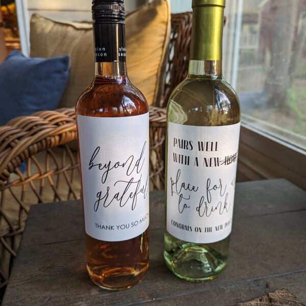 Thank You Wine Label, Thank You Mini Wine Bottle Labels, Thank You Card ...