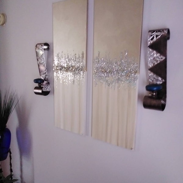 RHINESTONE WALL ART, Crystal Wall Art, Crushed Mirror Art, Minimalist ...