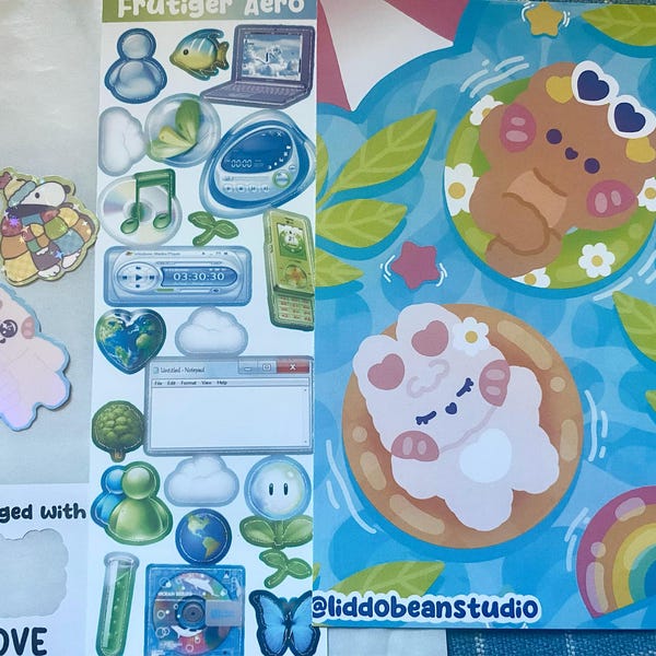 Frutiger Aero Deco Sticker Sheet | Matte Vinyl Sticker | Cute Sticker ...