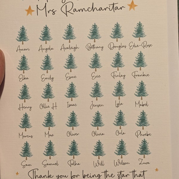 Personalised Thank You Teacher Class Rainbow Card, Thank You Teacher ...