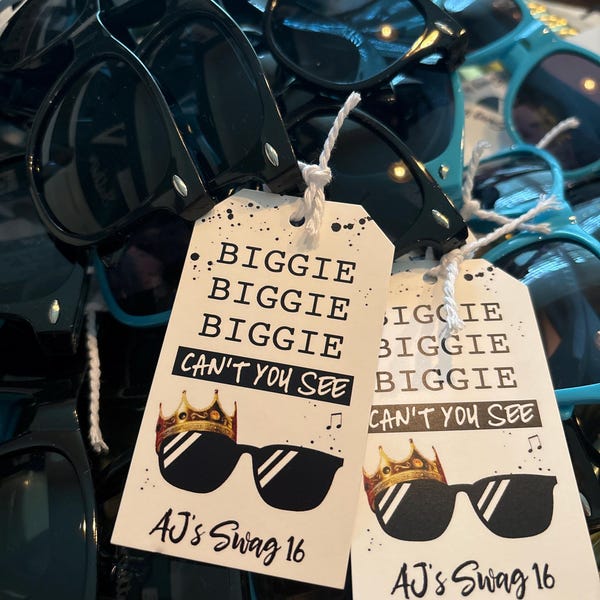 Notorious One Sunglasses Tag, Big One Birthday Thank You, Cant You See ...