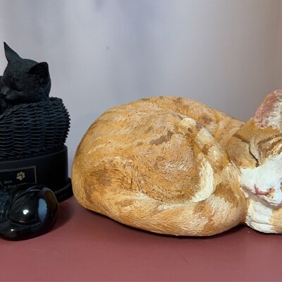 Cat Urn With Personalization cremation Pet Urn tabby Cat Funeral Statue ...