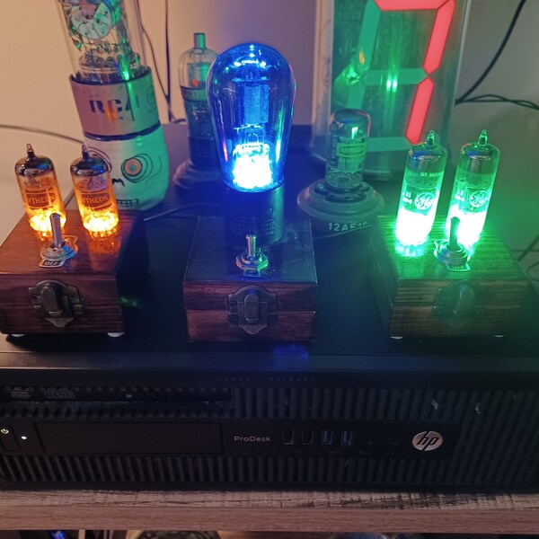 Eimac Industrial Vacuum Tube Night Light / Accent Light With Golden Oak ...