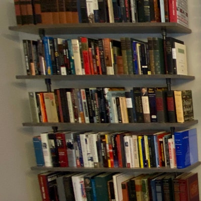 The Hemingway Wall Mount Bookcase Reclaimed Wood Bookshelf Pipe Wall ...
