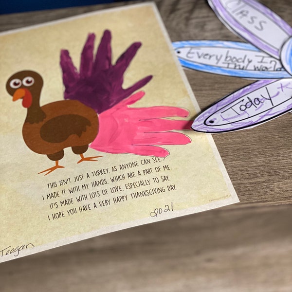 Turkey Handprint Art / Thanksgiving Fall Autumn Poem / Hands Craft DIY ...