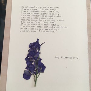 Mary Elizabeth Frye, Do Not Stand at My Grave and Weep Typewriter Art ...