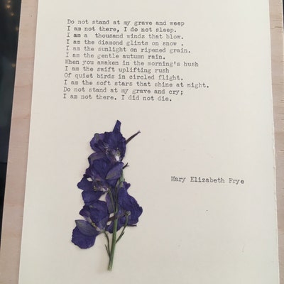 Mary Elizabeth Frye, Do Not Stand at My Grave and Weep Typewriter Art ...