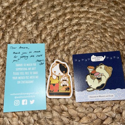 Sushi Cat Hard Enamel Pin, Lapel Pin Jewelry, Gifts for Catlovers ...