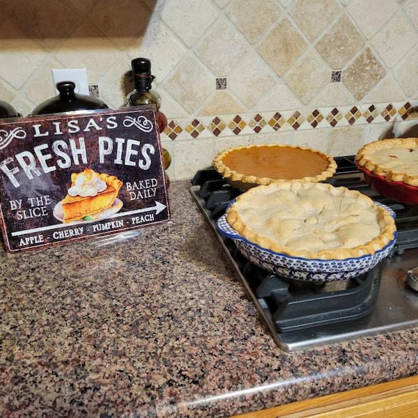 Custom FRESH PIES Metal Sign Personalized Name Porch Patio Door ...